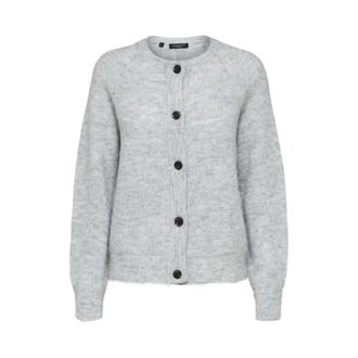 Selected Alpaka Strickjacke - - Knitwear - Damen - Grau - XL