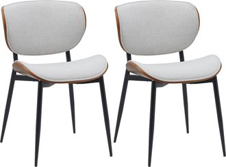 Clp 2er Set Esszimmerstuhl Enid mit Rückenlehne und Polsterung I Sessel mit Kunstleder- oder Stoffbezug I mit Holz, Farbe:walnuss/Creme, Material:Stoff