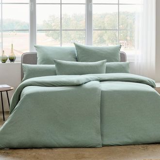 ESTELLA Mako Interlock Jersey Uni Bettwäsche | 100% Baumwolle | trocknerfest und bügelfrei | 135x200 cm + 80x80 cm | Farbe: Mint