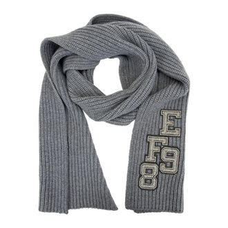 Elisabetta Franchi Gerippter Damenschal mit EF-Initialen - - Accessories - Damen - Grau - ONE SIZE