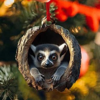 Generic Décoration de Noël en forme danimal - Motif animal - Décoration en acrylique 2D - Forêts - Décoration pour sapin de Noël - Ornements danimaux à suspen