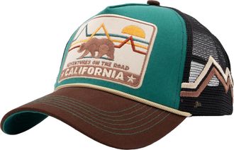King Kerosin Herren Trucker Cap Kappe Vintage Retro Outdoor Usa Freizeit Berge Snapback Mesh Netz Kordel Stickerei Patch California