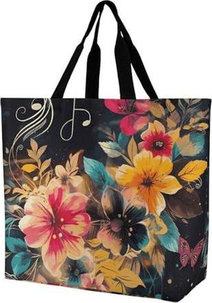 Generic Fleurs Color&eacute;es Sac Cabas L&eacute;ger Sacs Pliable Sac &Agrave; Bandouli&egrave;re Pour Plage Travail Shopping
