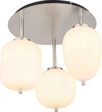 Globo Lighting Deckenlampe Deckenleuchte Wohnzimmerlampe Schlafzimmerleuchte, 3 Flammig, Metall Nickel matt Glas opal, 4W 320Lm warmweiß, DxH 46x36cm