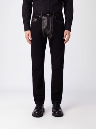 Versace Jean droit taille mi-haute en denim de coton noir