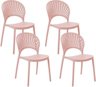 Beliani Beliani - Lot de 4 Chaises à Manger en Plastique Empilables Polyvalentes Rose Ostia