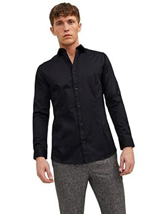 Jack & Jones 12097662 - Chemise habillée - Taille Normale - Manches Longues - Homme - Noir (Black/Super Slim) - 44 (Taille Fabricant: XL)