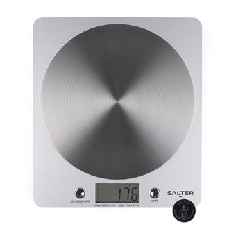 Salter 1036 SVSSDR Balance de cuisine &eacute;lectronique - Fonction Tare - Capacit&eacute; de 5kg - acier inoxydable - grammes, ml, onces, livres