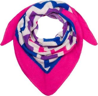 styleBREAKER Femmes XXL Web écharpe triangulaire avec motif zigzag coloré, écharpe triangulaire, écharpe dhiver chaude et douce, tissu 01020049, couleur:Pink -bleu