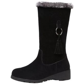 E.SSUE Bottes de Neige Femme Cowboy Bottillons Femme Mode Hiver Chaud ÉPais En Coton Mode Pas Cher Bottines Impermeables Velours Talon Plates Ankle Boots