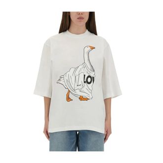 Moschino Femme, Tops, Blanc, Taille: 36 FR T-shirt en coton &agrave; col rond