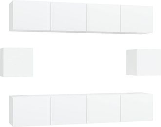 vidaXL 6-tlg. TV-Schrank-Set Wei&szlig; Holzwerkstoff - Vidaxl