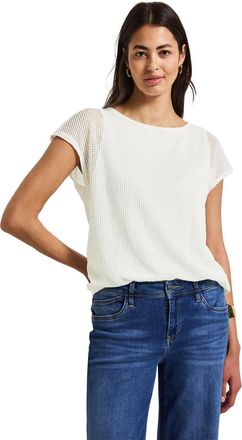 Street One Damen A323327 2-in-1 Mesh T-Shirt, Off White, 36
