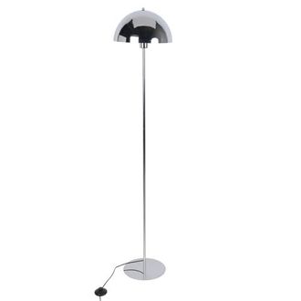 Corep Lampadaire design rétro métal chrome silver ICONE H150cm, avec abat-jour champignon