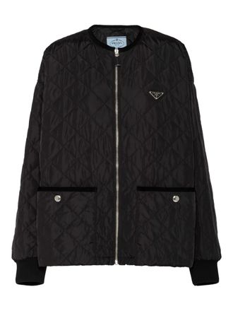 Prada veste matelass&eacute;e &agrave; bords en velours c&ocirc;tel&eacute; - Noir