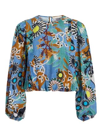 Marie Oliver haut Hallie à manches bouffantes - Bleu