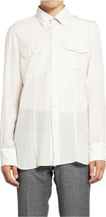 Tom Ford Homme, Chemises, Blanc, Taille: 2XL Chemise en coton et soie style militaire