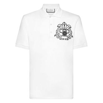 Philipp Plein Homme, Tops, Blanc, Taille: 4XL Polo Skull & Bones