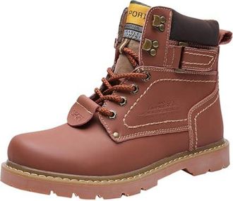 Generic Bottines en cuir synth&eacute;tique pour homme, bottes de neige &agrave; lacets, bottes de randonn&eacute;e, bottes de marche &agrave; bout rond, semelles antid&eacute;rapantes, chaussu