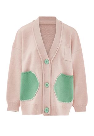 Mymo Strickjacke Frauen Pink Gr&uuml;n