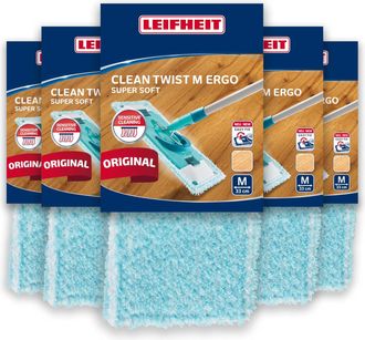 Leifheit Original Wischbezug CLEAN TWIST M Ergo/Power Clean super soft, Bodenwischer Ersatzbezug mit Spezialfasern, Wischmopp f&uuml;r minimale Wasseraufnahme, f&uuml;r 