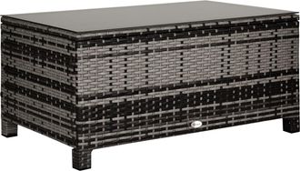 OUTSUNNY Garten Beistelltisch Couchtisch Gartentisch Balkontisch Polyrattan Grau 85 x 50 x 39 cm