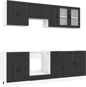 vidaXL 8-tlg. K&uuml;chenschrank-Set Kalmar Schwarz Holzwerkstoff - Vidaxl