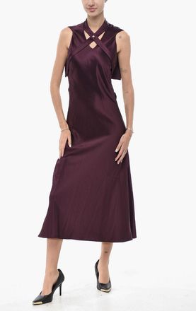 Off-white Satin Bare Back Dress BUCKLE with Criss-Cross Detail Off-White