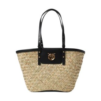 Pinko Pinko, Femme, Sacs, Multicolore, Taille: ONE Size Sac de shopping &agrave; motif tiss&eacute; avec double anse