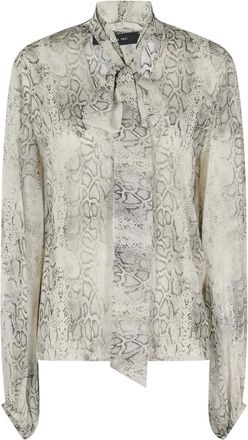 Federica Tosi Femme, Blouses et Chemises, Multicolore, Taille: 36 FR Blouse &agrave; col en V en Georgette &agrave; imprim&eacute; Python