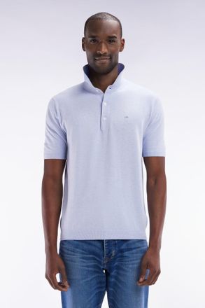 Eden Park Pull Col Polo En Coton Et Soie M&eacute;lang&eacute;s Gris Clair Coupe Droite