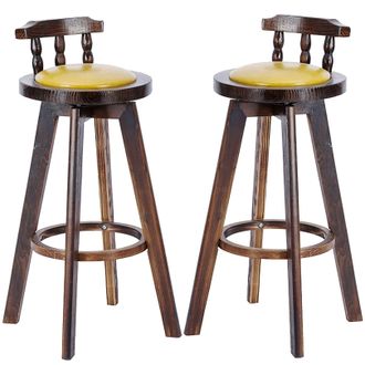 Generic Vintage-Barhocker, gepolsterte Sitzfl&auml;che mit R&uuml;ckenlehne aus PU-Leder, hohe St&uuml;hle f&uuml;r K&uuml;cheninsel, Kneipe, Bistro und Restaurant, Beine aus Massivho