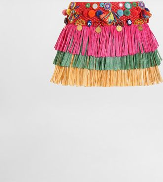 Dolce & Gabbana Minirock Aus Raffia Mit Applikationen - Frau R&ouml;cke Mehrfarbig 38
