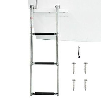 Generico Bootsleiter, ausziehbar, 3 Stufen, zusammenklappbar, f&uuml;r Boote, Yachten, Pool, Abdeckung f&uuml;r M&auml;nner, Frauen, M&auml;dchen
