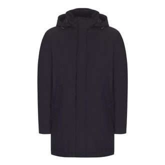 Herno Blaue Lange Daunenjacke mit Abnehmbarer Kapuze - - Coats - Herren - Blau - XL