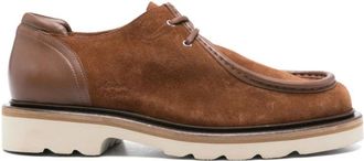 Maison Kitsuné Homme, Chaussures, Brun, Taille: 40 EU Derbies en Cuir Daim Marron Foncé