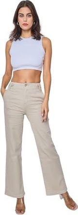 Elara Jean ample pour femme, Beige foncé, 40/mince