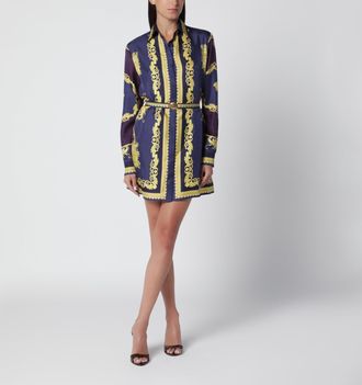 Versace Mini-Hemdkleid in Aubergine mit Barock-Print
