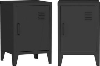 Sweeek Sweeek - Lot de 2 tables de chevet en m&eacute;tal 1 porte. Noire. l 38 x p 38 x h 55.7 cm