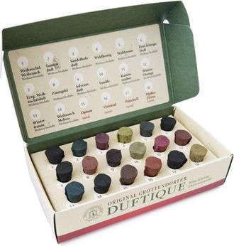 Rudolphs Schatzkiste R&auml;ucherkerzen Crottendorfer (18) Duftique Weihnachtsd&uuml;fte und Santali BxHxT 14x3x7cm NEU R&auml;ucherkegel Duftkerzen