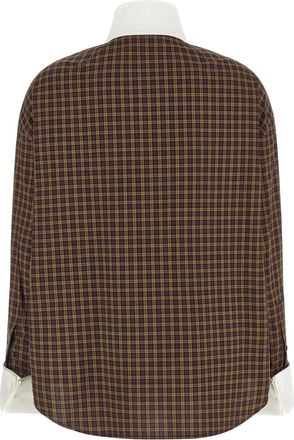 Marni Check Cotton with Scarf Collar Shirt - Brown