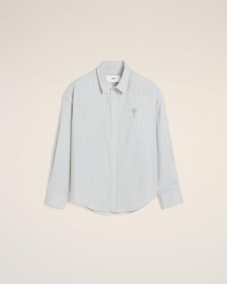 Ami Chemise Bleue Coupe Boxy En Coton Blanc - 39 - Homme