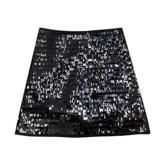 Generic Jupe moulante taille haute &agrave; paillettes scintillantes, Noir, XL