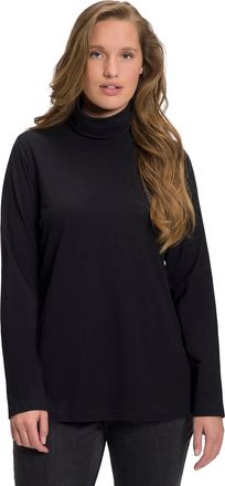 Ulla Popken Damen T-Shirt with Turtleneck T Shirt, Schwarz, 58-60 Gro&szlig;e Gr&ouml;&szlig;en EU