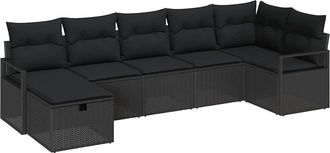 vidaXL Vidaxl Set Di Divani 7 Pz Nero Polyrattan