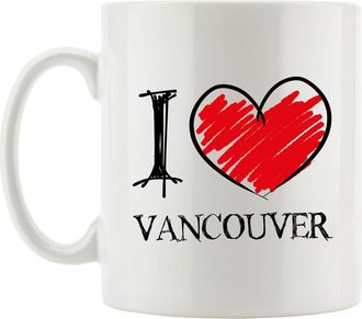 Pixxprint I Love Vancouver Fun Tasse, ca. 300ml Fassungsvermögen, Keramik Weiß, Spülmaschinenfest