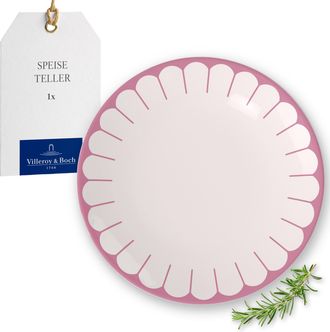 Villeroy & Boch Fleur cassis Speiseteller pink, Spülmaschinenfest, Mikrowellensicher, Porzellanteller für Hauptgerichte, Großer Teller, Geschirr Keramik Stapelbar, Es