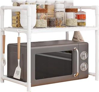 Generic Support for Four &agrave; Micro-Ondes - Rangement r&eacute;glable avec Crochets, Support Compact for appareils de Cuisine, Station de Rangement(White)