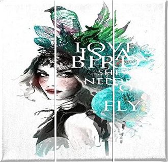 Homemania HM203PKNV-78 3-teiliges Wandbild, Zitate, für Wohnzimmer, Schlafzimmer, Mehrfarbig, Polyester, Holz, 69 x 3 x 50 cm