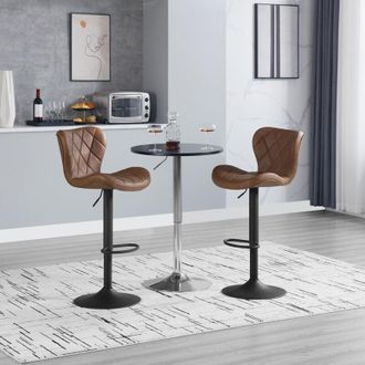 Woltu Barhocker 2er Set, Barstuhl h&ouml;henverstellbar, Bistrohocker ergonomisch, mit R&uuml;ckenlehne Fu&szlig;st&uuml;tze, Drehhocker 360&deg;, Kunstleder Metallgestell, f&uuml;r Bar